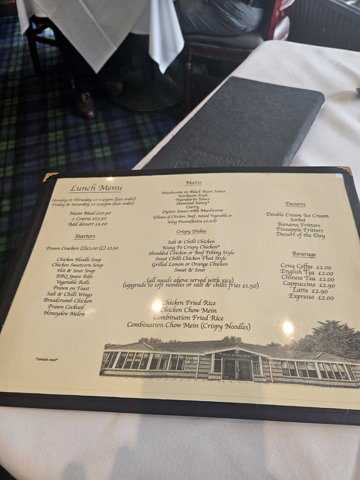 Menu at The Richmond restaurant, Glasgow, 2 The Boardwalk