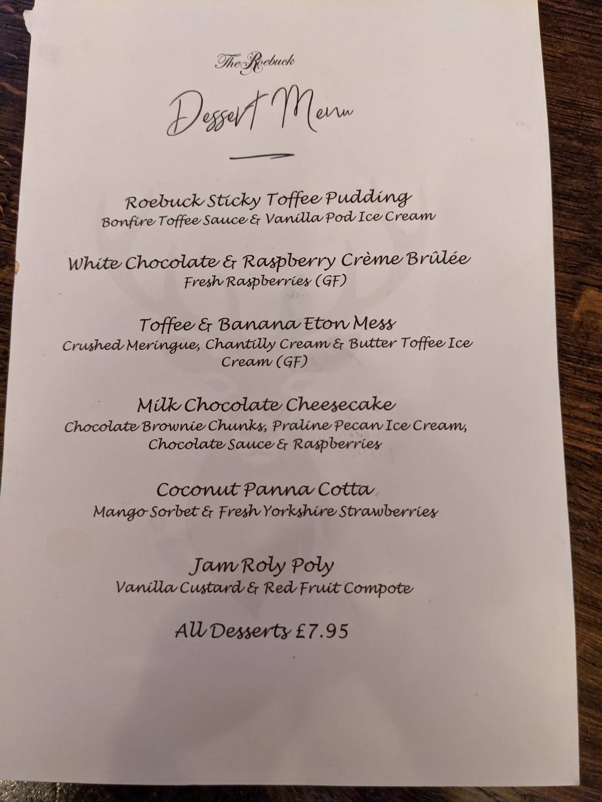 Menu at The Roebuck Pub, Otley, 1 Roebuck Ln
