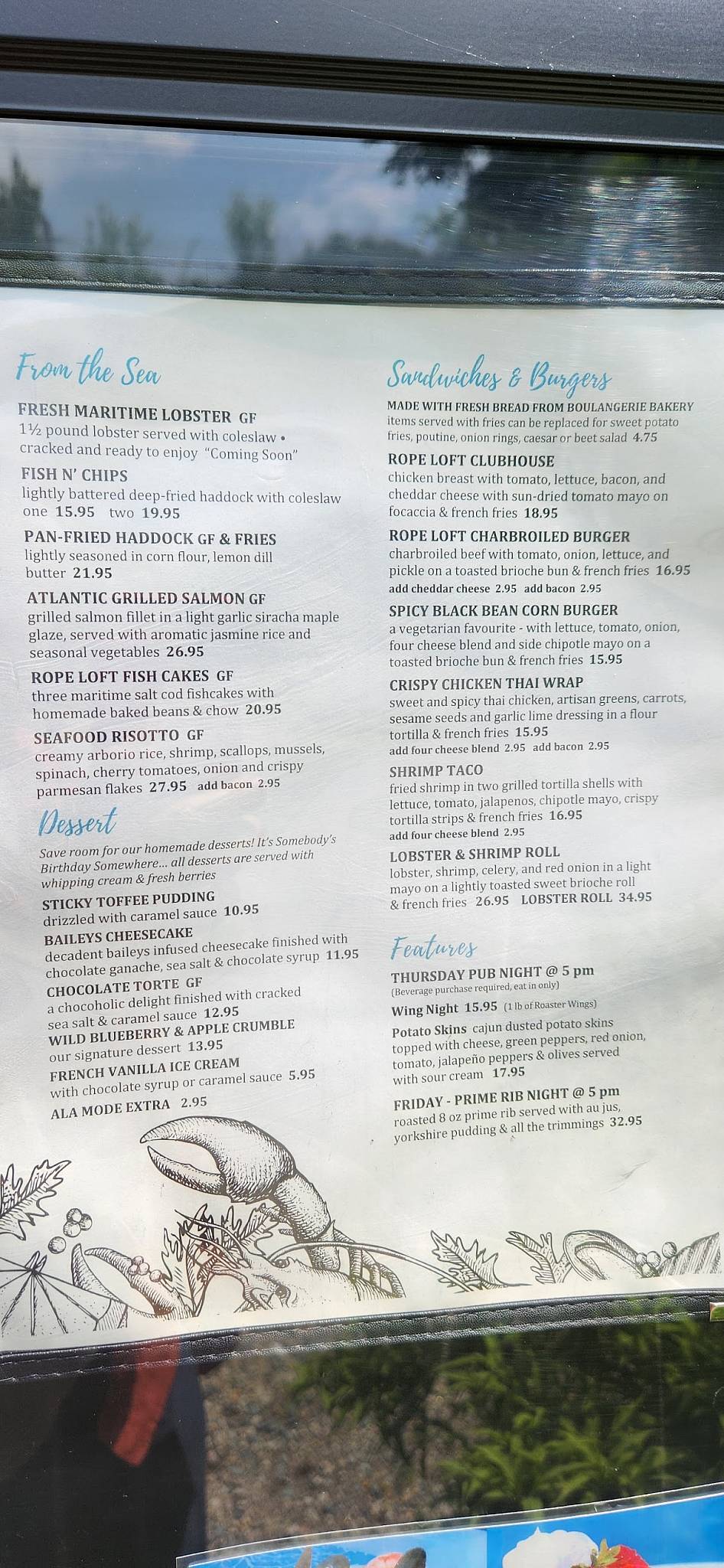 Menu at The Rope Loft restaurant, Chester