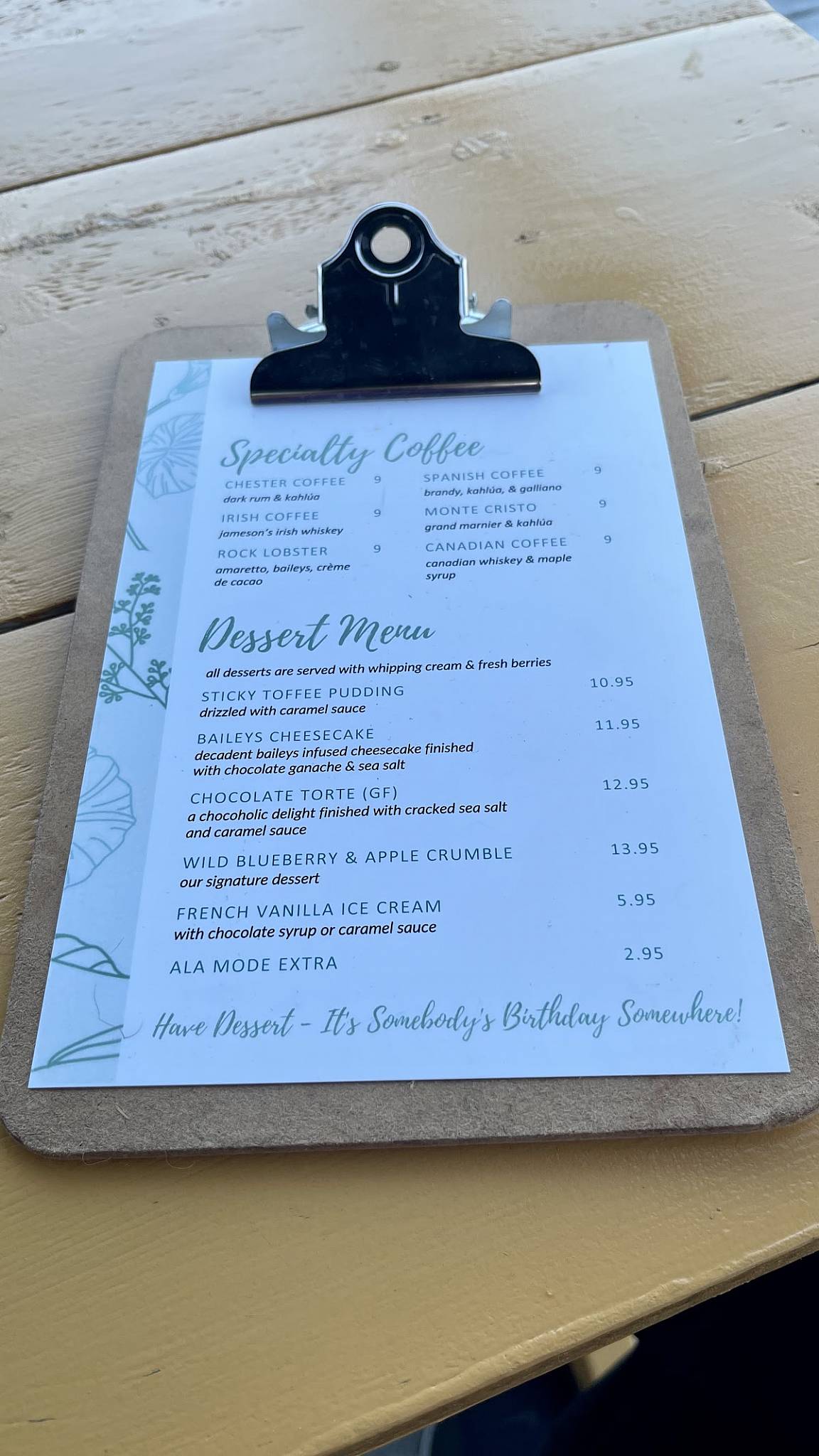 Menu at The Rope Loft restaurant, Chester