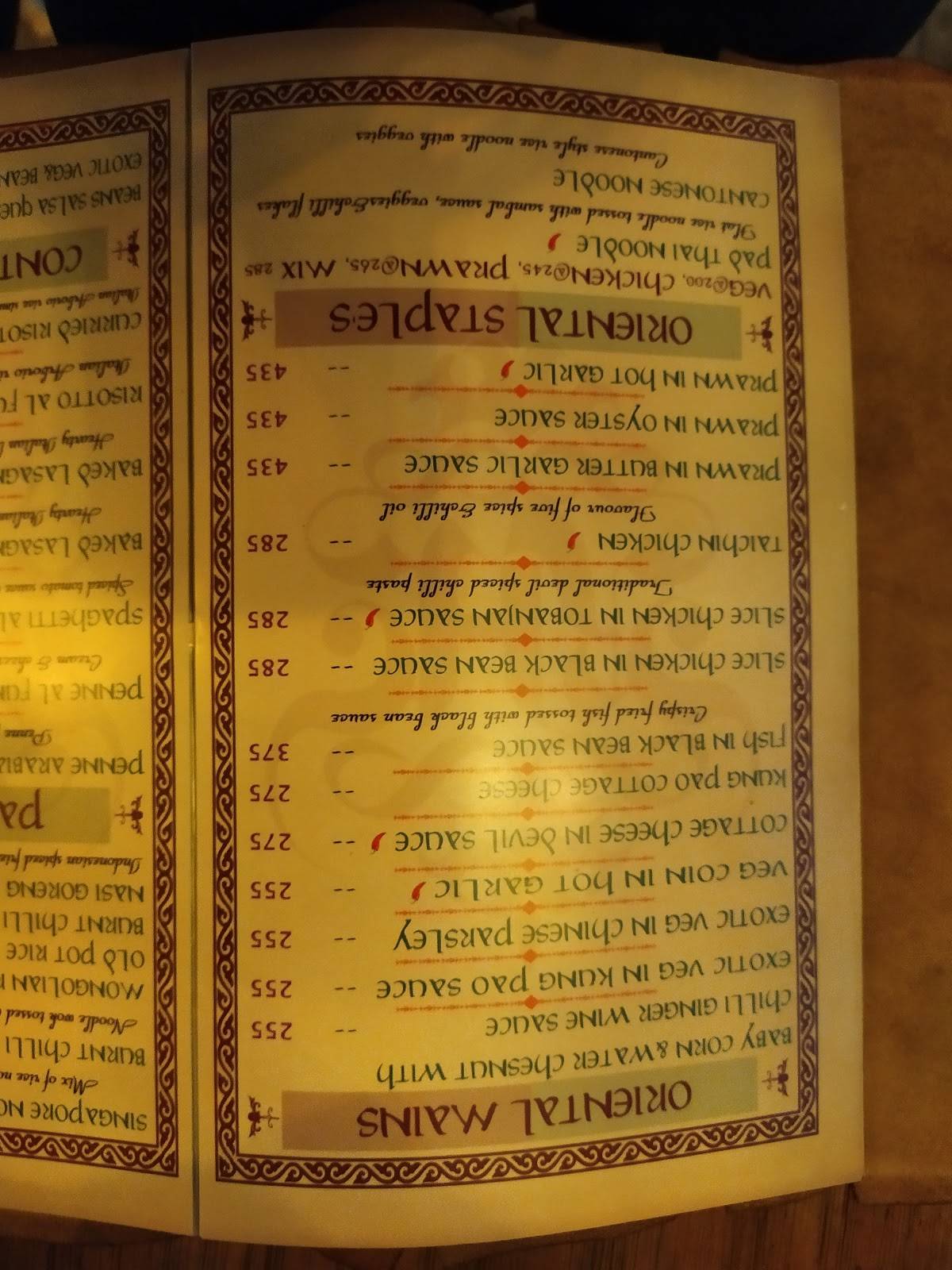 Menu at The Ruin House, Ranchi