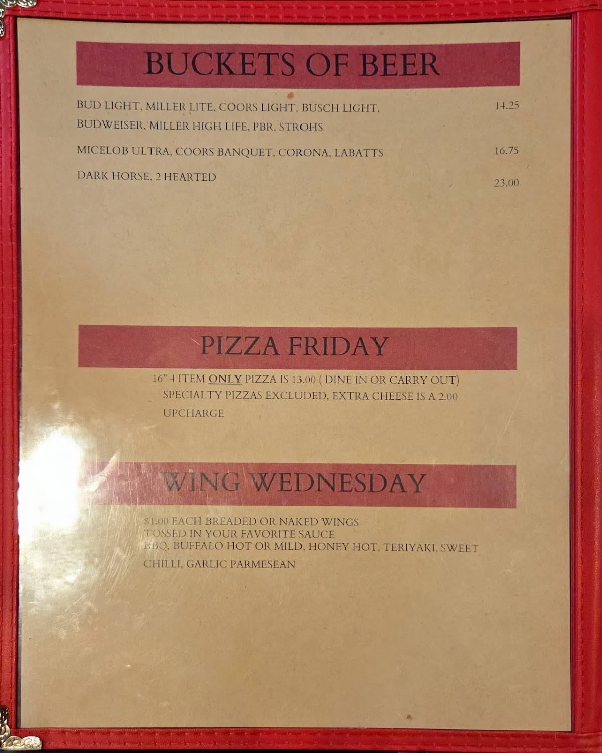 Menu at The Seven Deuce pub & bar, Tekonsha