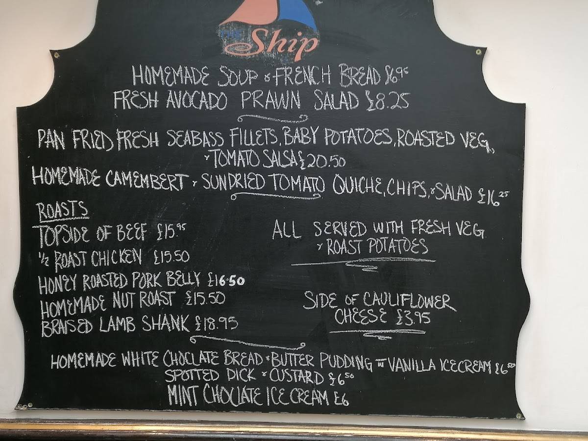 Menu at The Ship Inn pub & bar, Eastbourne, 33-35 Meads St