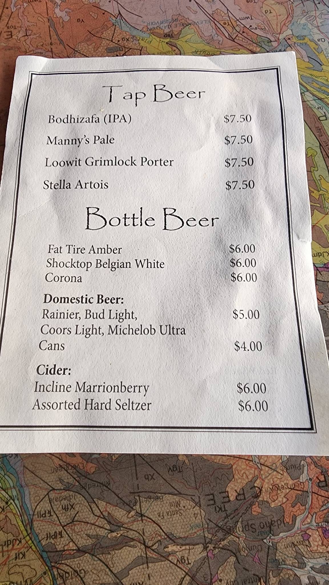 Menu at The Shire Bar & Bistro, Chehalis, 465 NW Chehalis Ave