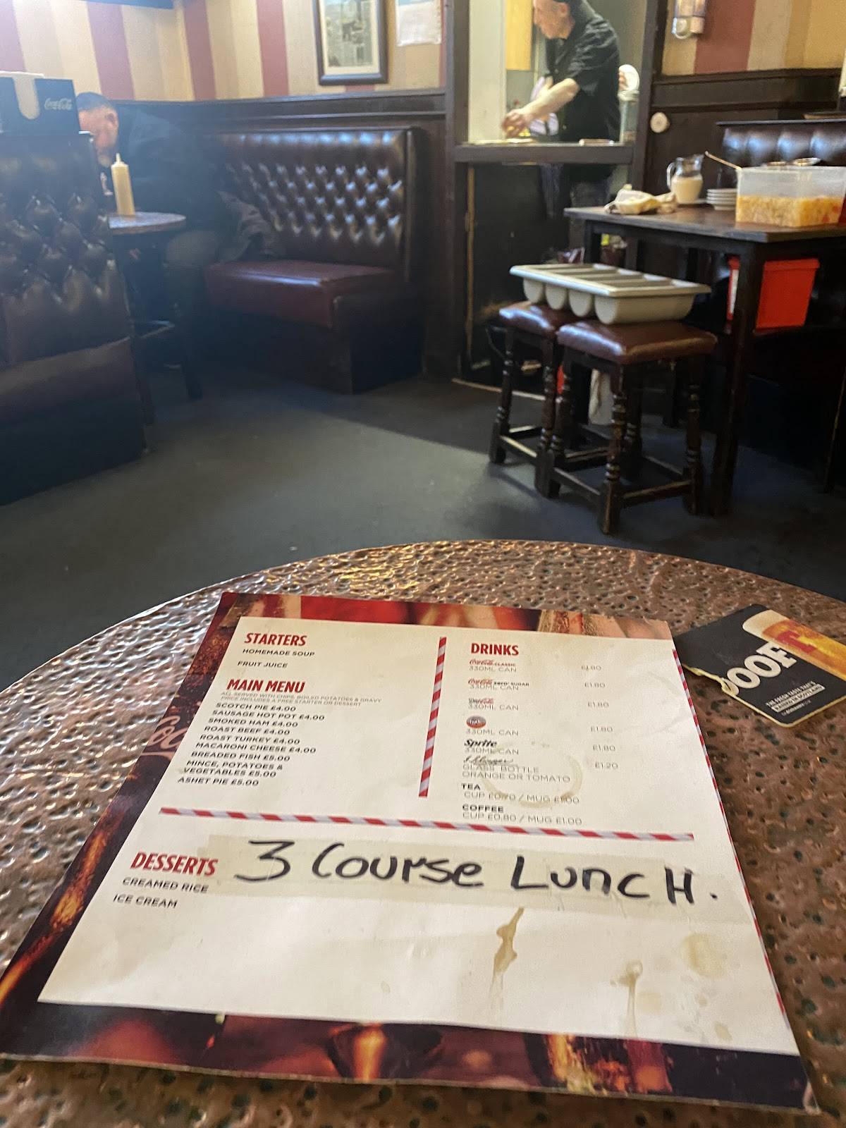 Menu at The Star Bar, Glasgow, 537-539 Eglinton St