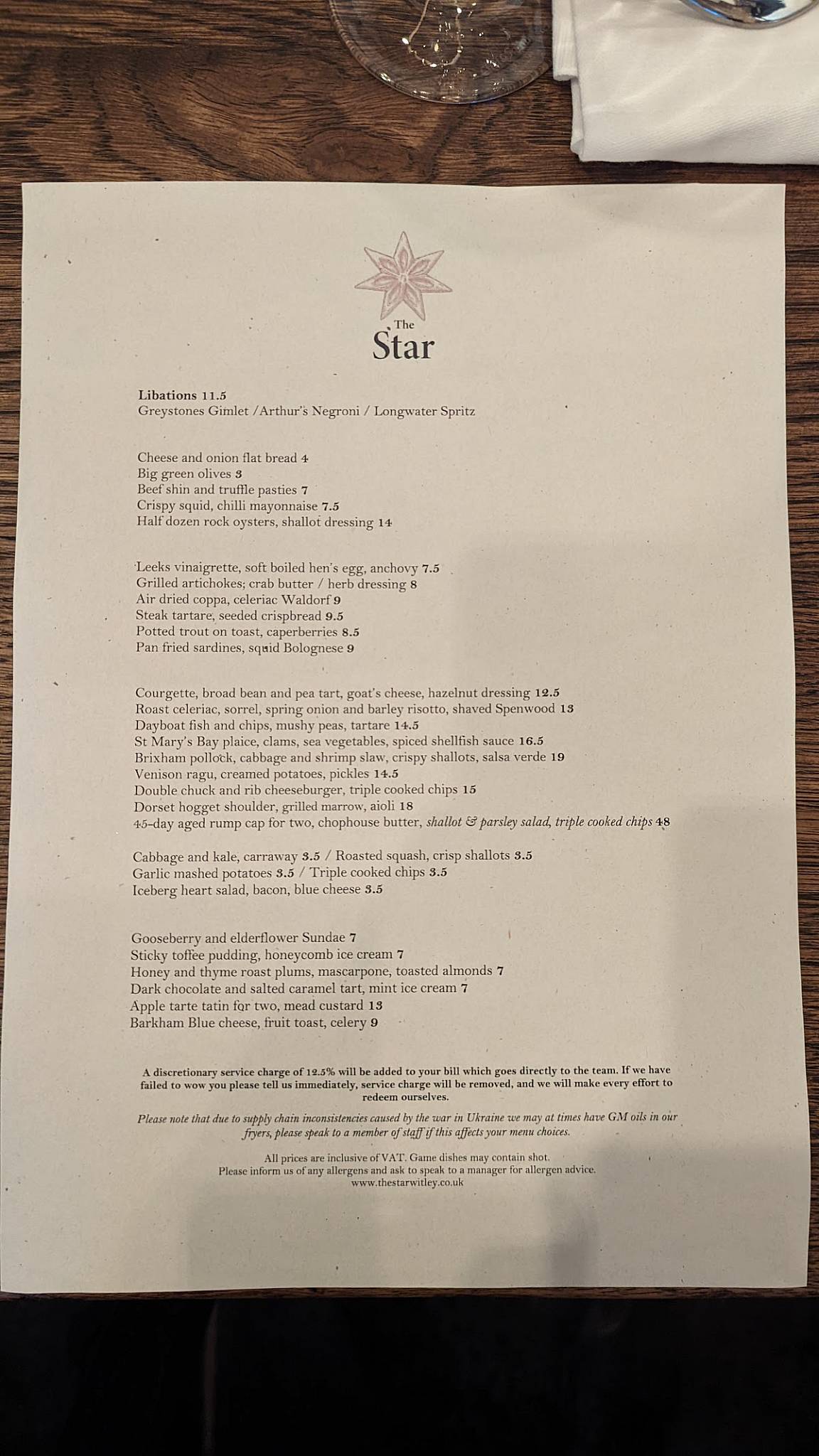 Menu at The Star pub & bar, Godalming, Petworth Rd