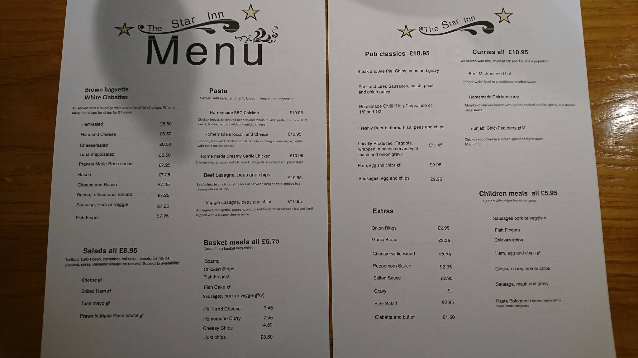 Menu at The Star Inn pub & bar, Pontypool