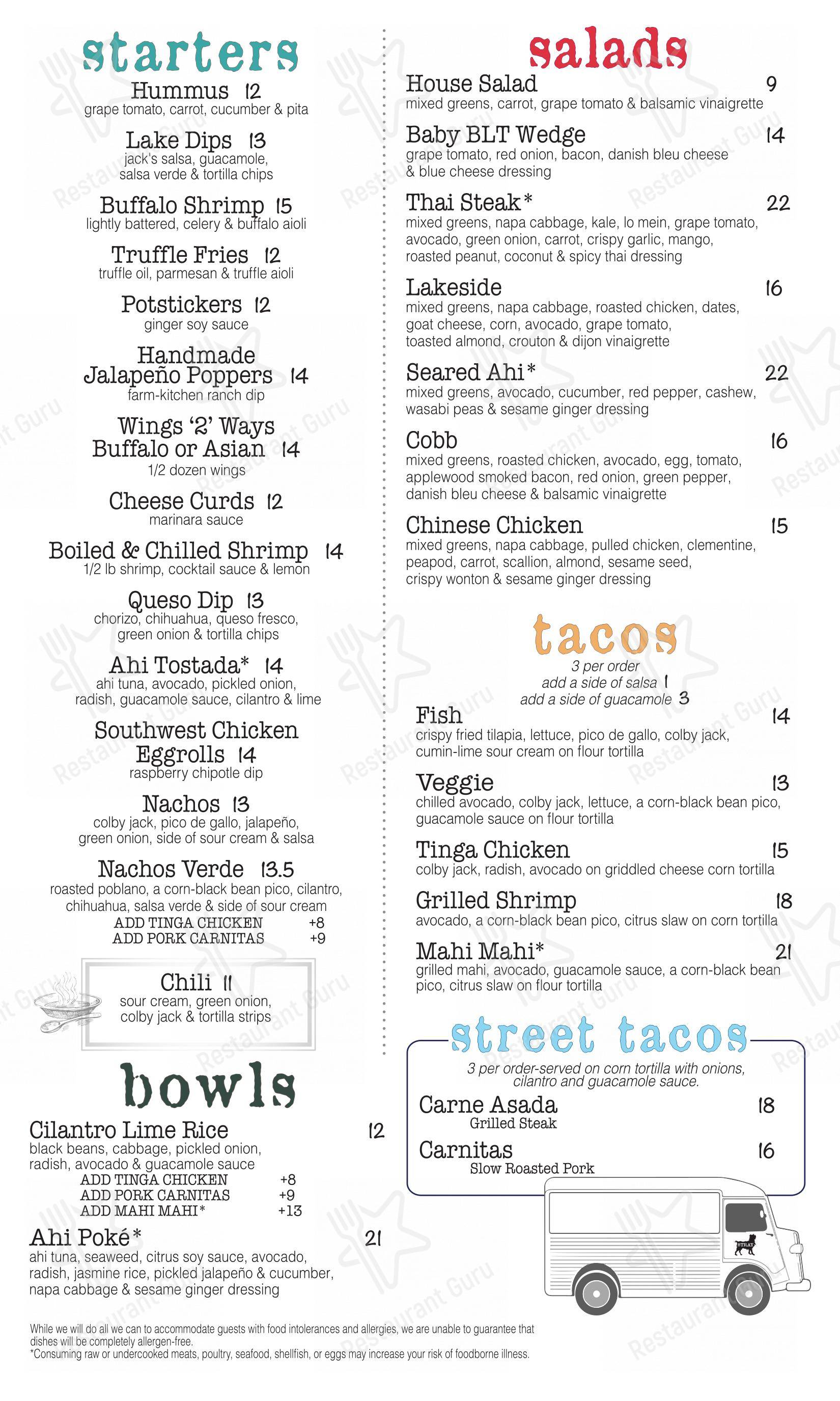 Menu at The Stray Dog Bar & Grill, New Buffalo