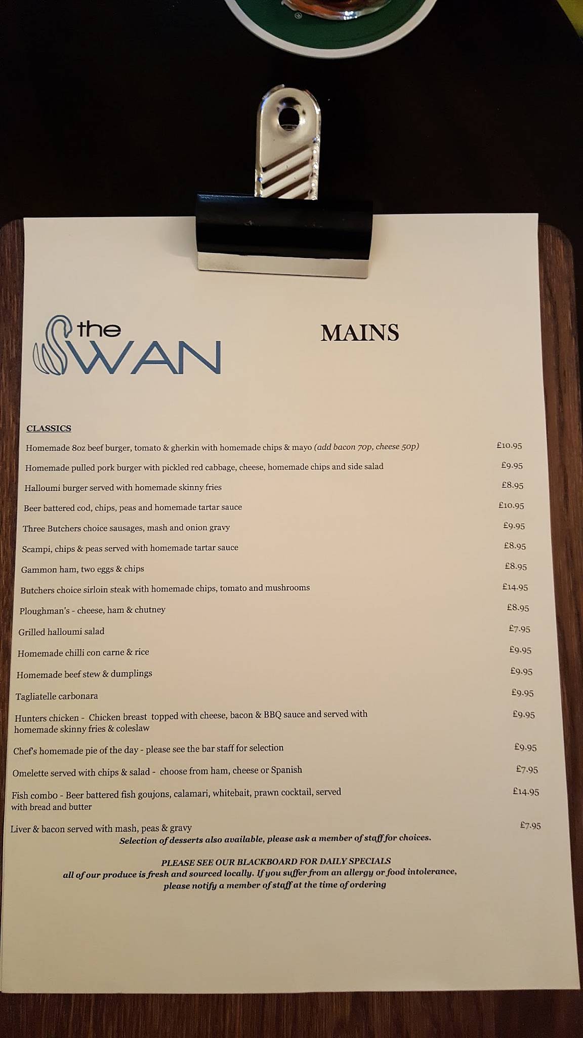 Menu at The Swan, Westgate-on-Sea pub & bar, Margate
