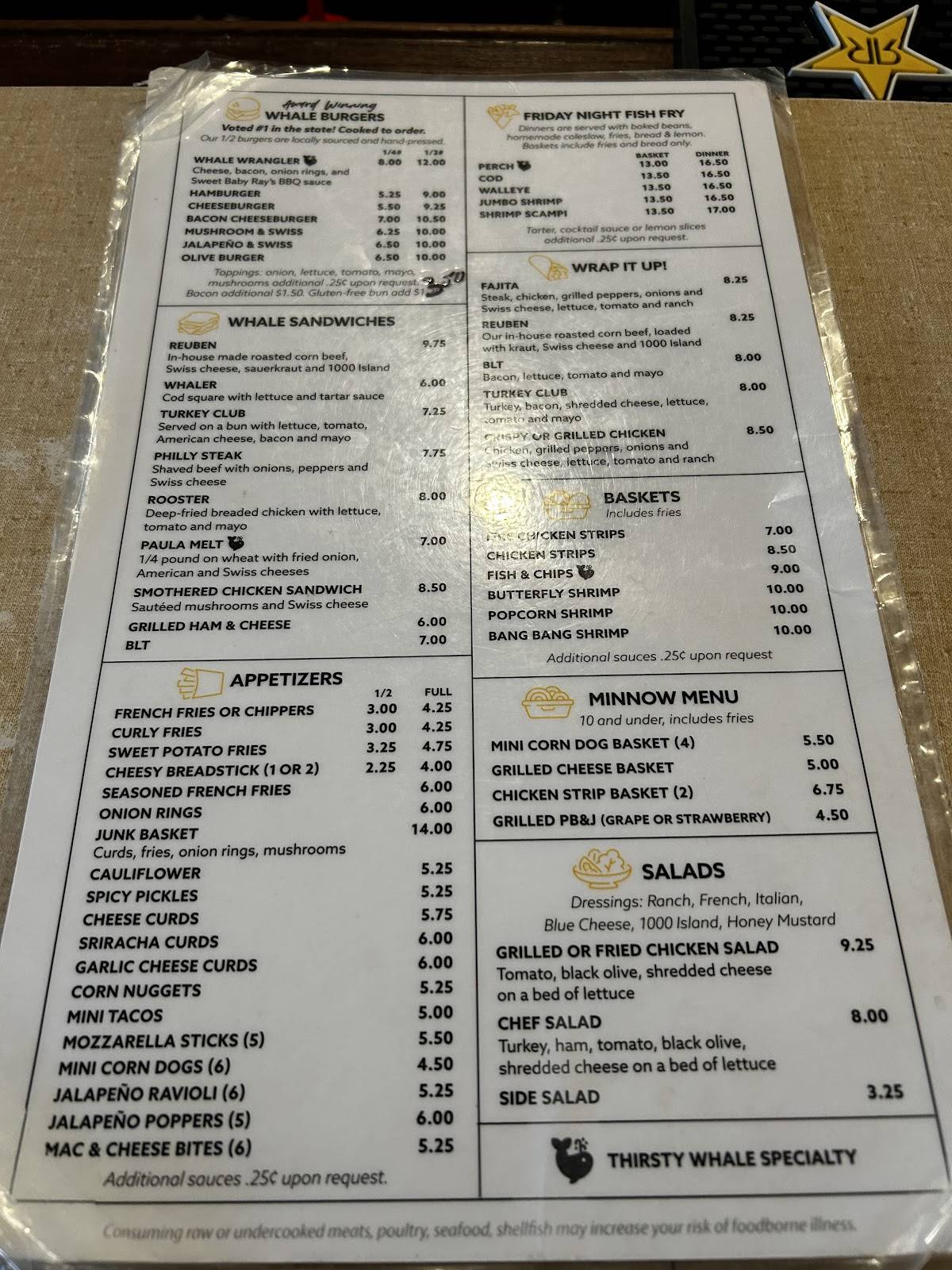 Menu at The Thirsty Whale pub & bar, Norway, 825 US-2