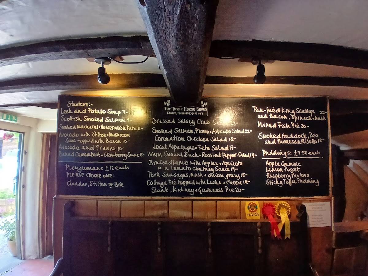 Menu at The Three Horseshoes pub & bar, Elsted, Village Street