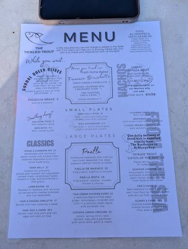 Menu at The Tickled Trout pub & bar, Ashford