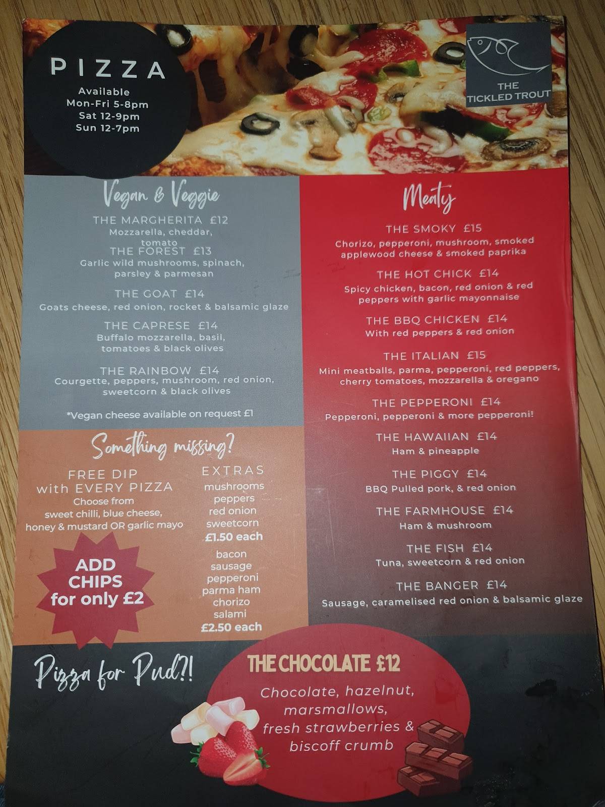 Menu at The Tickled Trout pub & bar, Ashford