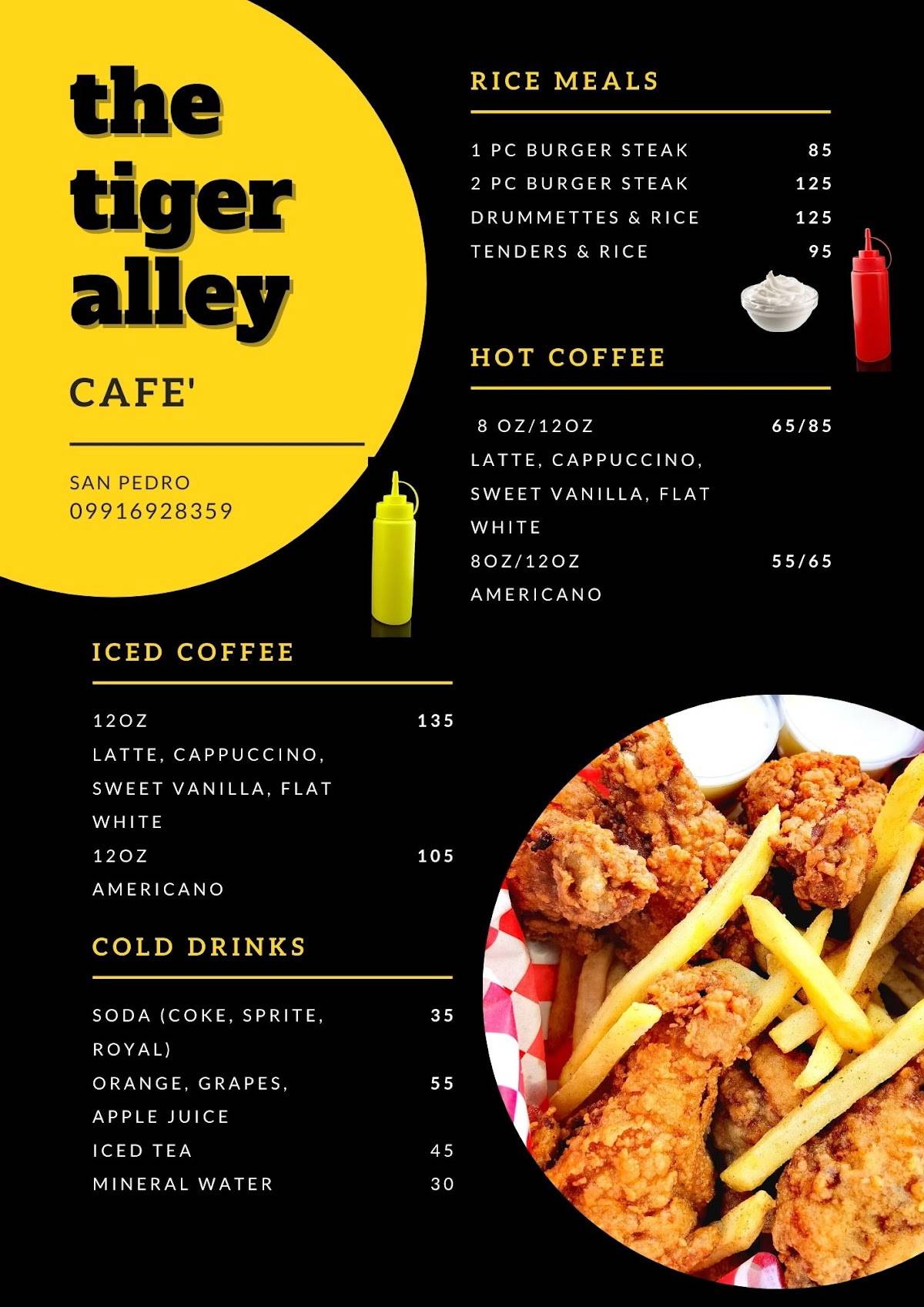 Menu at The Tiger Alley Cafe, San Pedro