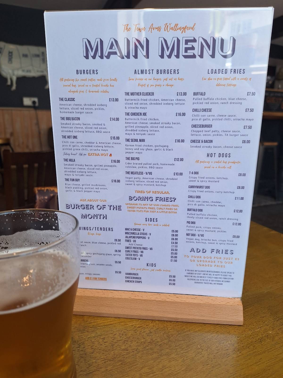 Menu at The Town Arms, Wallingford restaurant, Wallingford