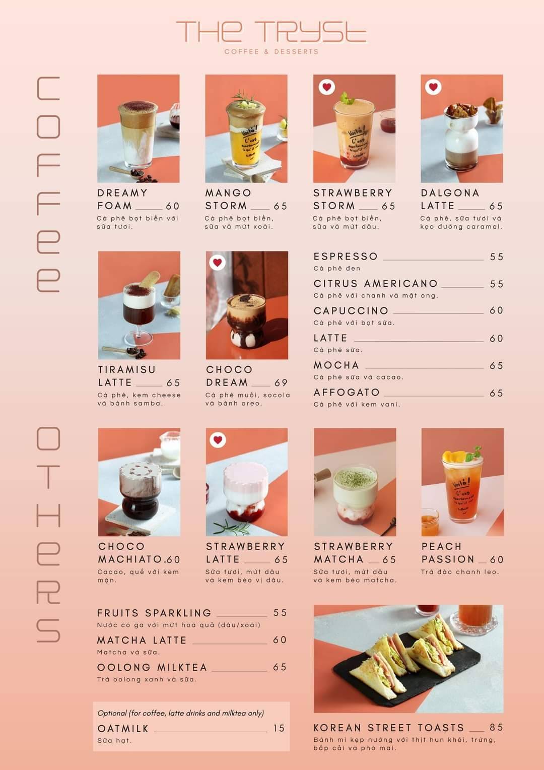 Menu at The Tryst Rooftop Coffee Bar & Desserts, Hanoi