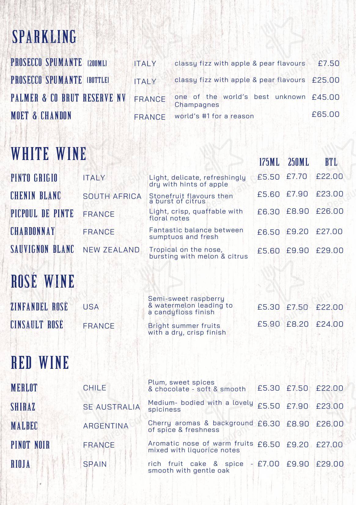 Menu at The Waiting Room pub & bar, Edinburgh