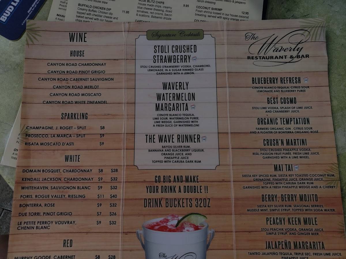 Menu at The Waverly Restaurant & Bar, Englewood