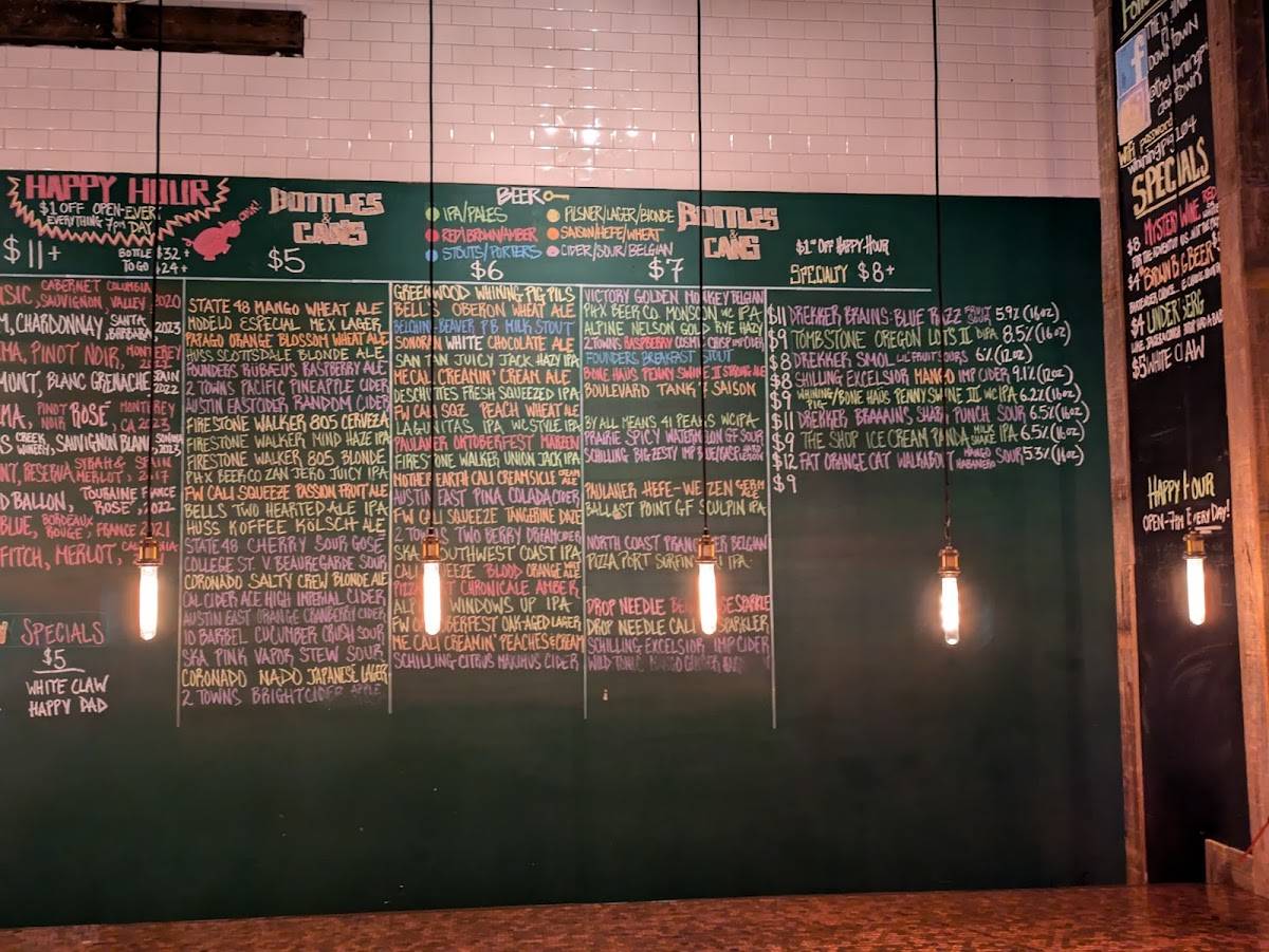 Carta del pub y bar The Whining Pig Downtown, Phoenix