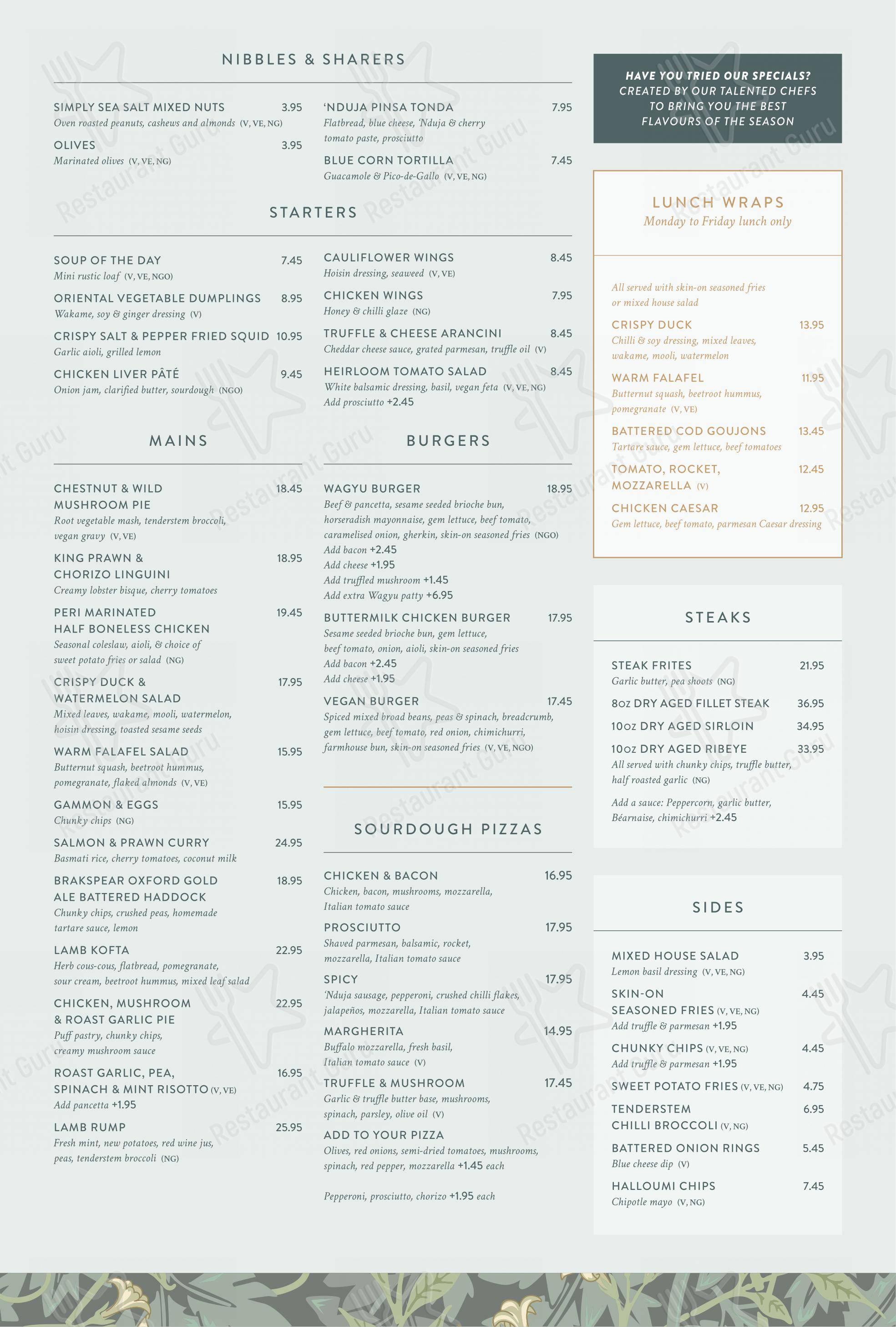 Menu at The White Bear pub & bar, Croydon, Fairchildes Rd