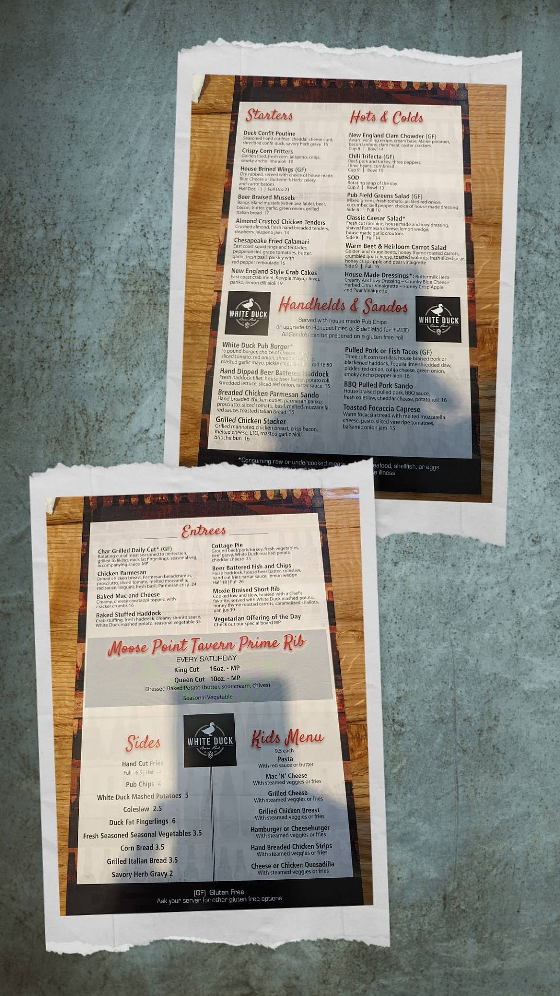 Menu at The White Duck Brew Pub, Winthrop