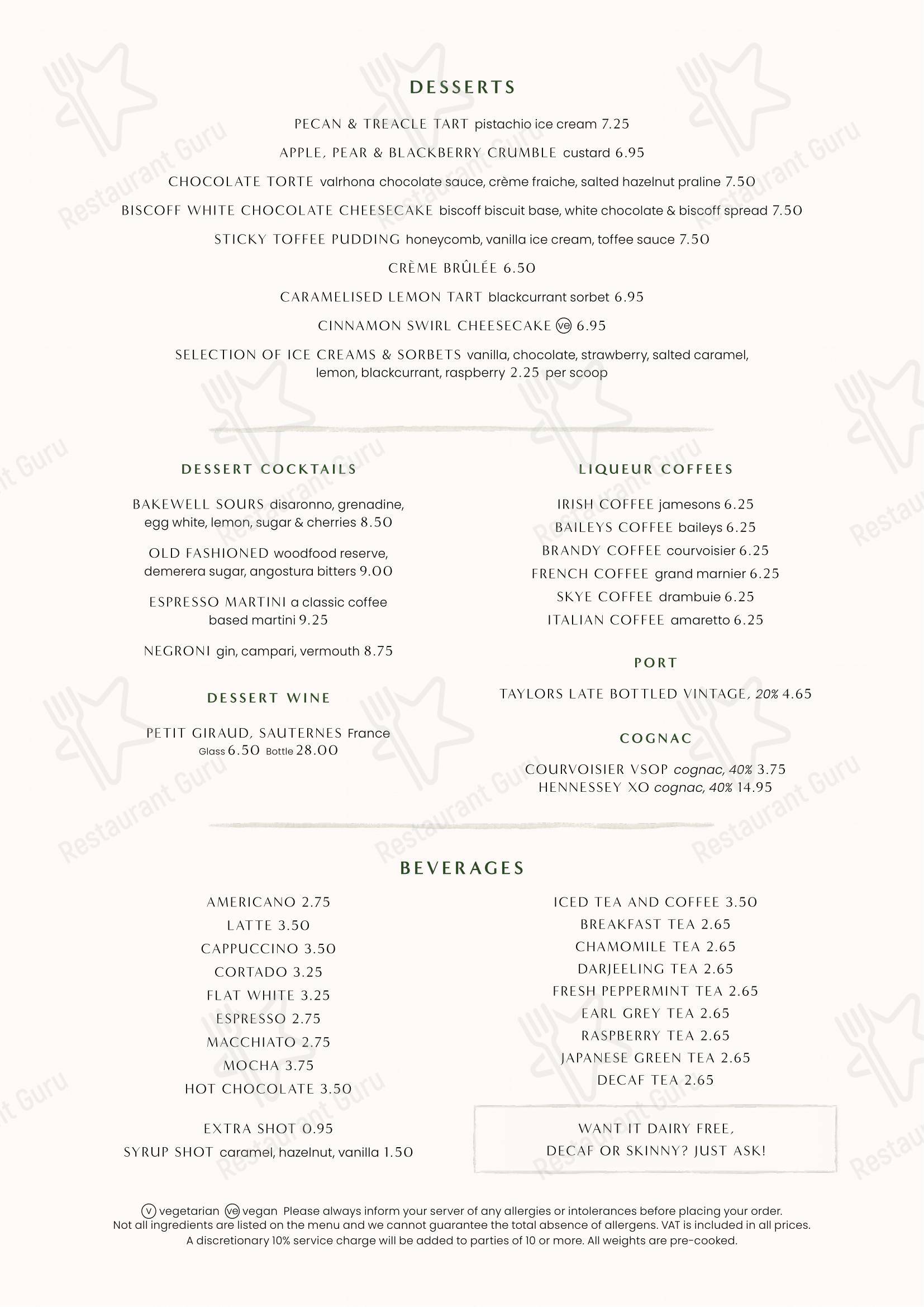 Menu at The White Hart pub & bar, Duffield, 36 Town St