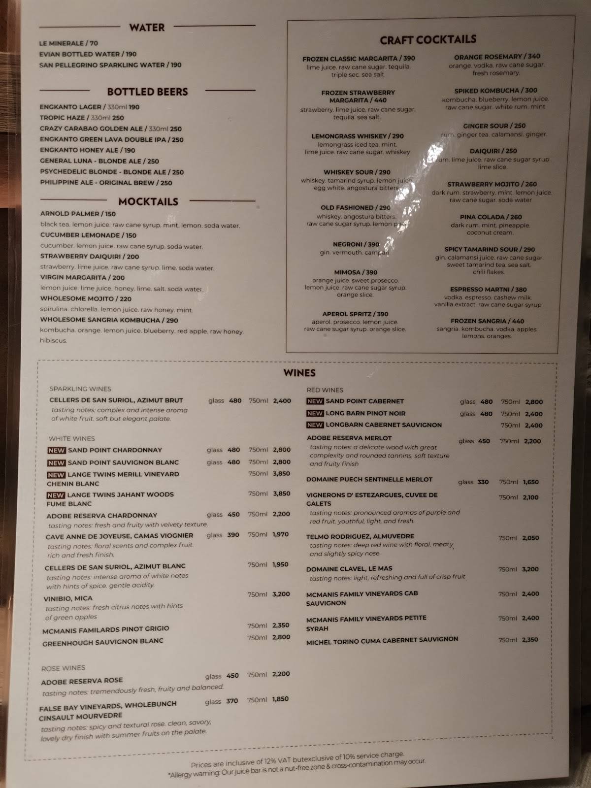 Menu at The Wholesome Table Shangri-la Plaza restaurant, Mandaluyong