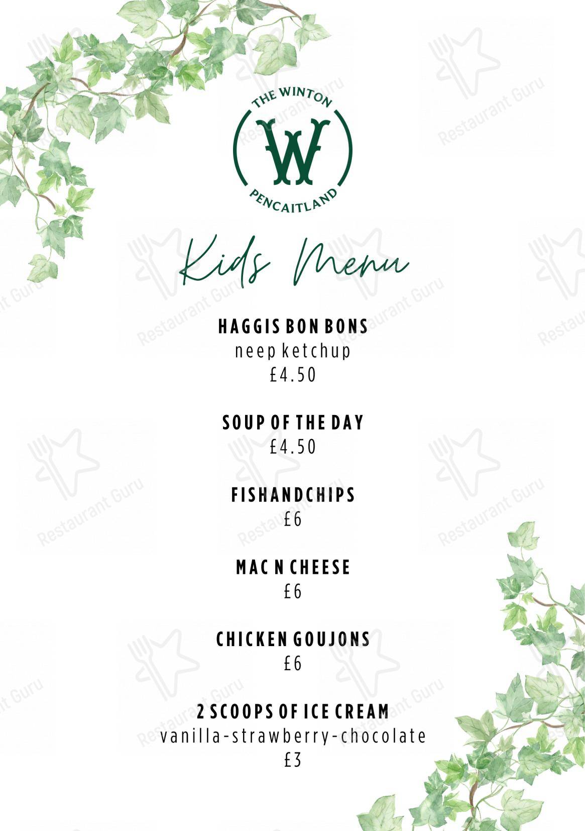 Menu at The Winton pub & bar, Pencaitland