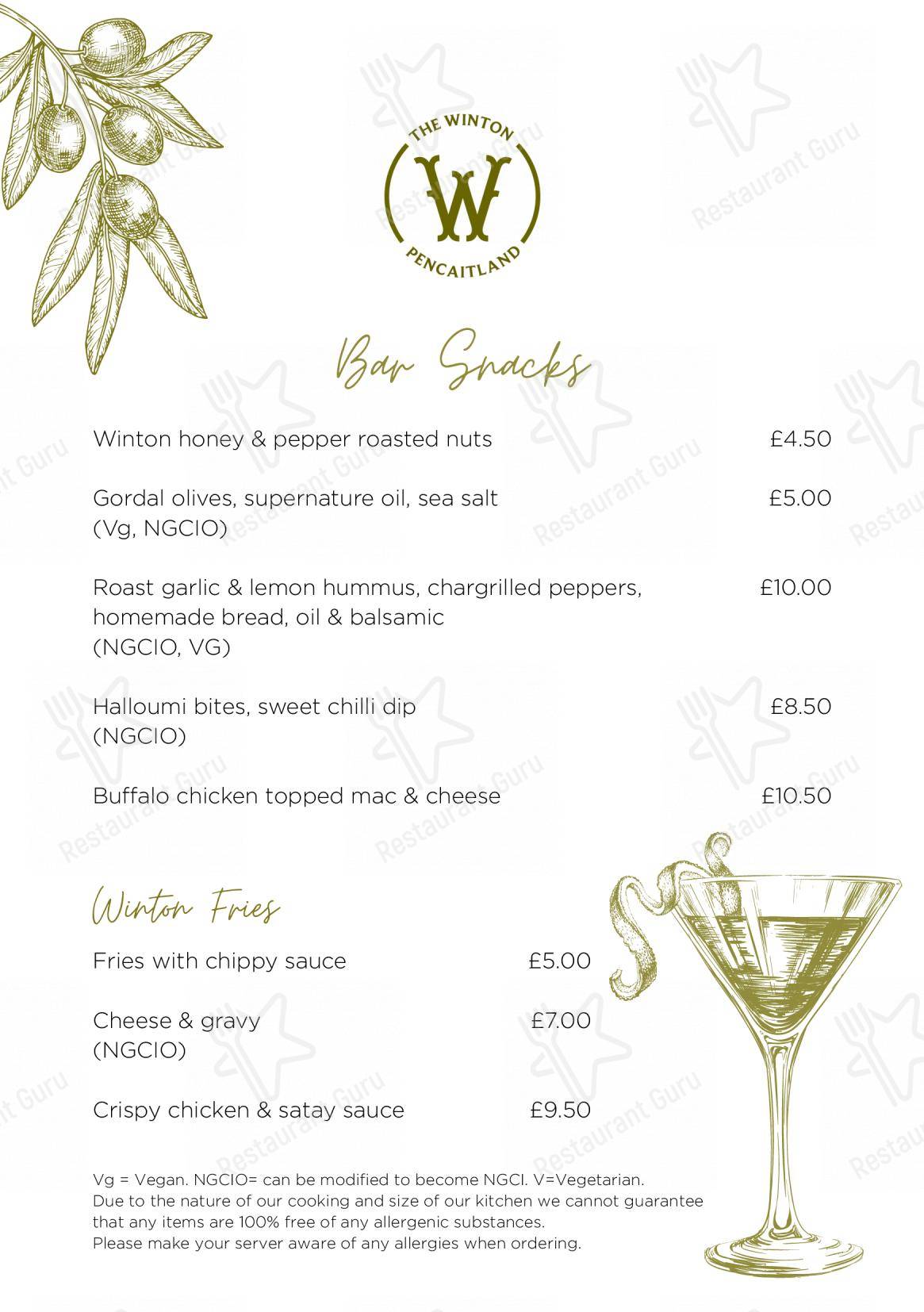 Menu at The Winton pub & bar, Pencaitland