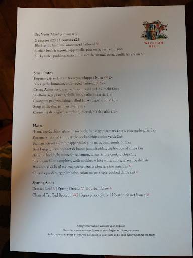 Menu at The Wiveton Bell pub & bar, Holt