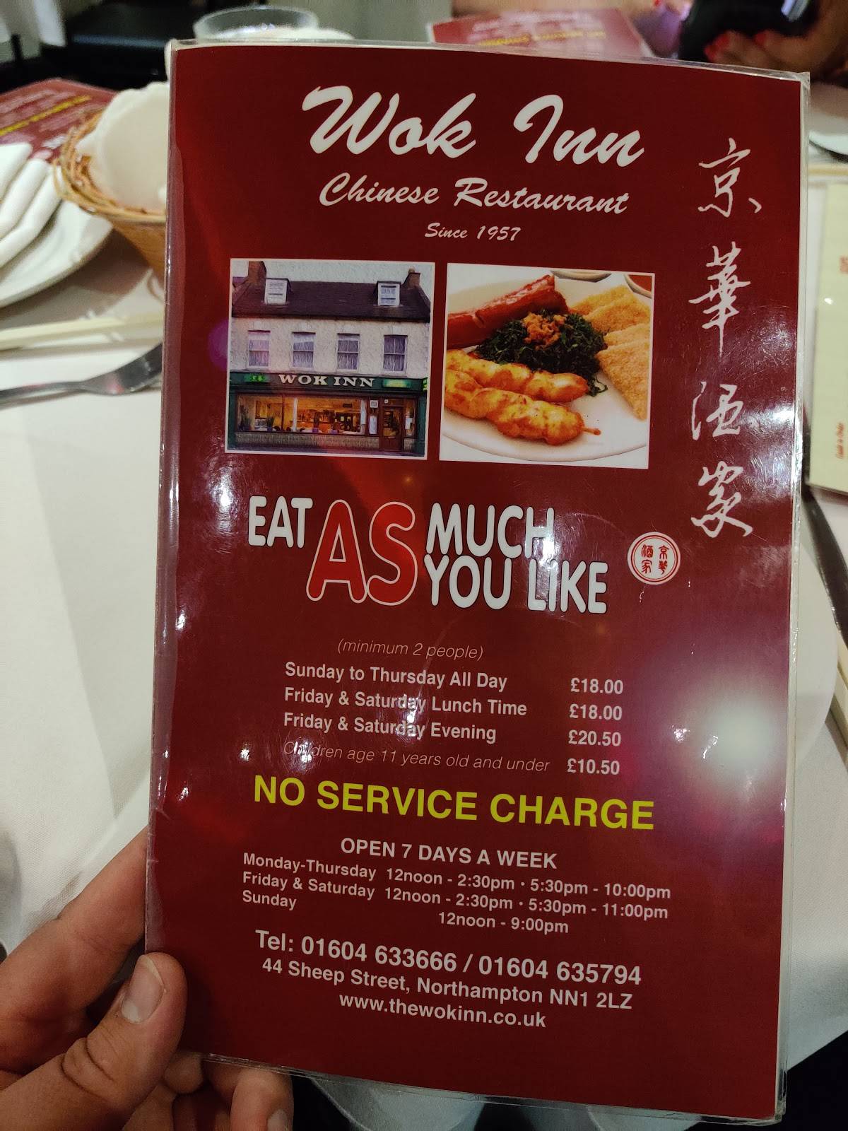 Menu at The Wok Inn Chinese Restaurant, Northampton