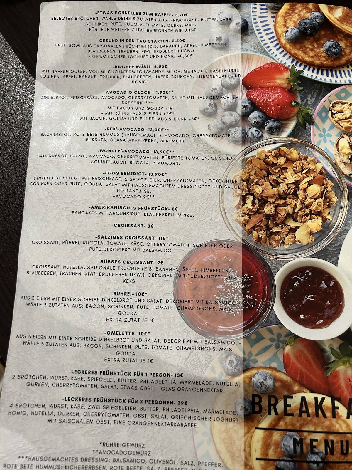 Speisekarte von The Wonder Café restaurant, Fellbach
