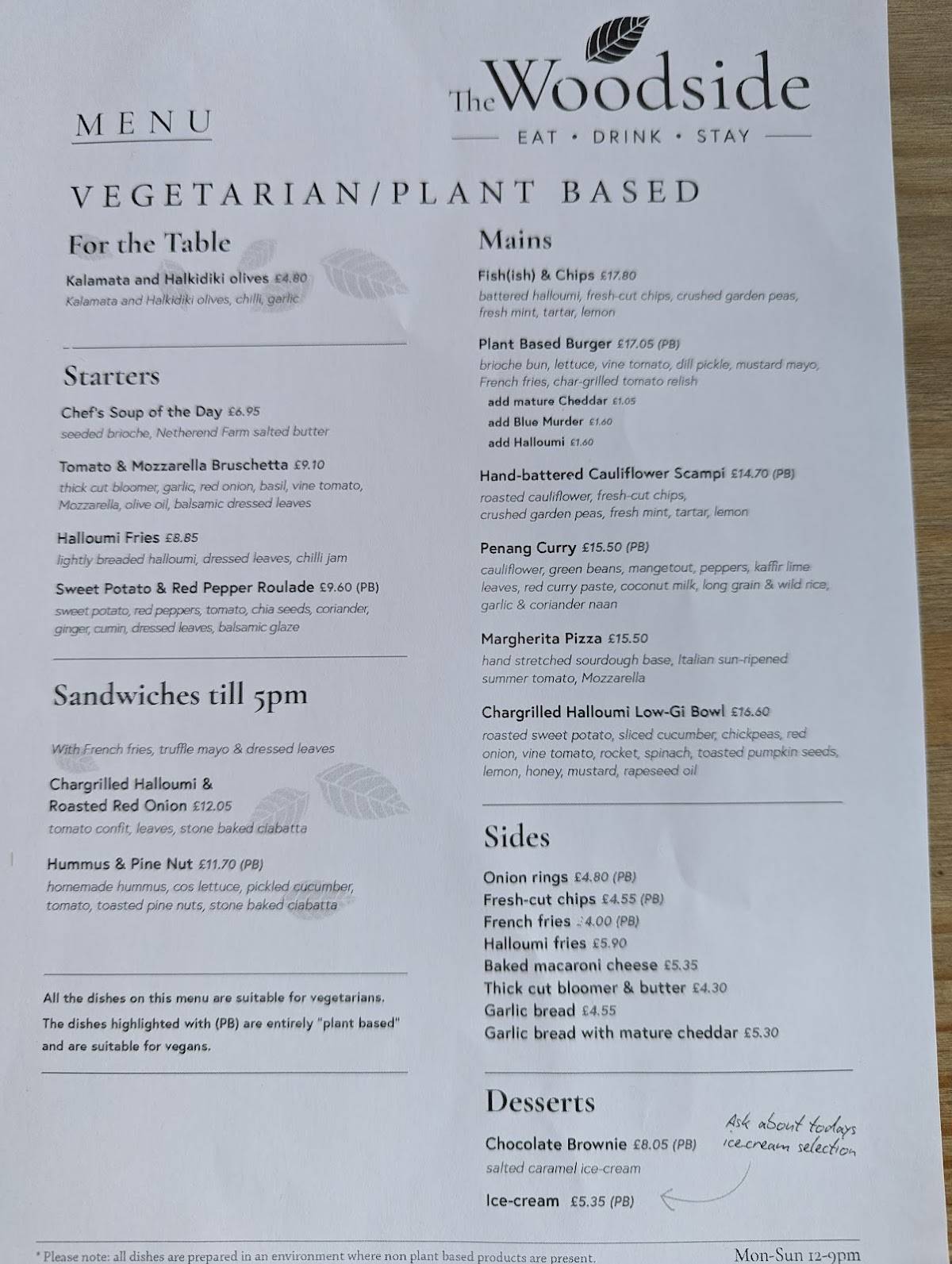 Menu at The Woodside - eat / drink / stay pub & bar, Doune