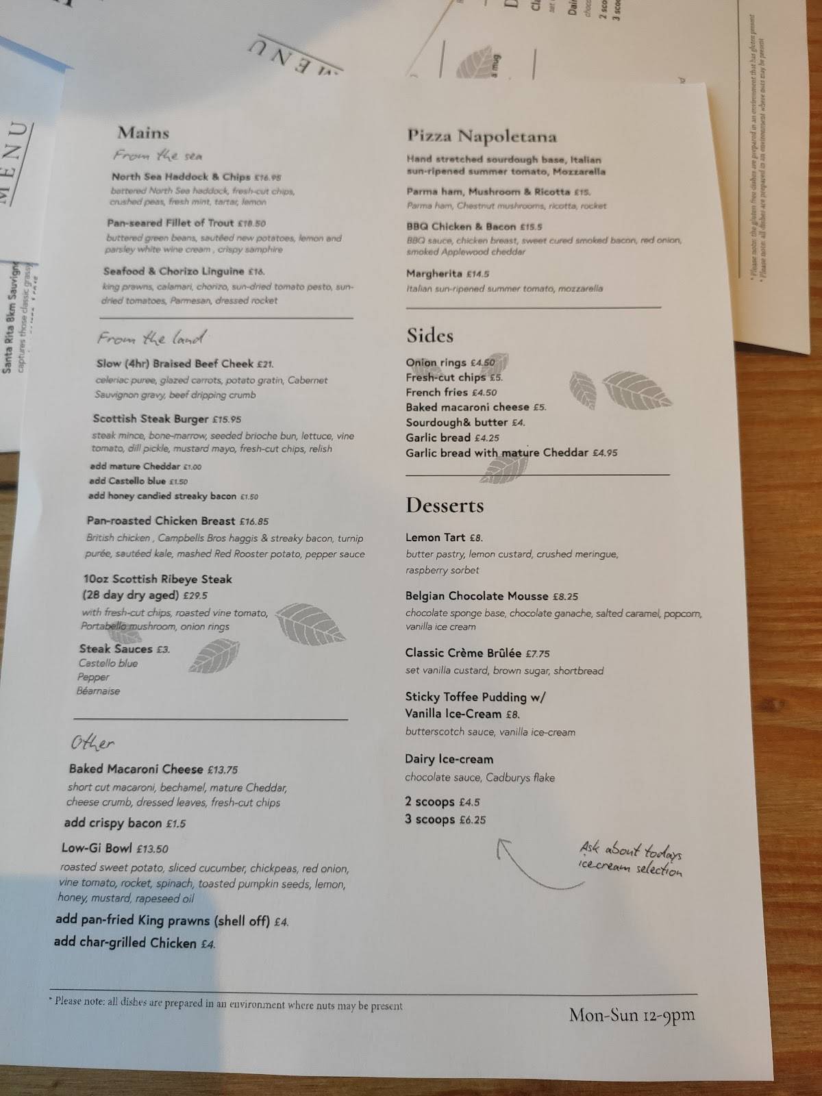 Menu at The Woodside - eat / drink / stay pub & bar, Doune