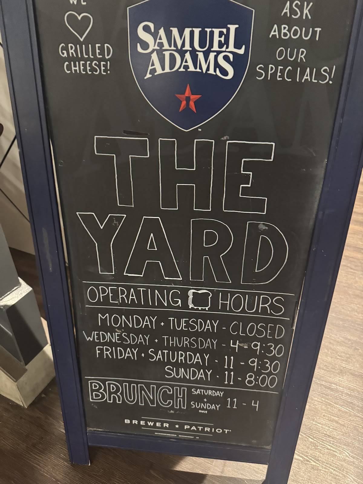 Menu at The Yard pub & bar, Pittsburgh, Washington Rd