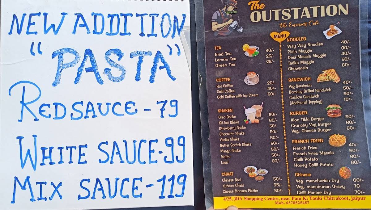 Menu at The outstation cafe, Jaipur