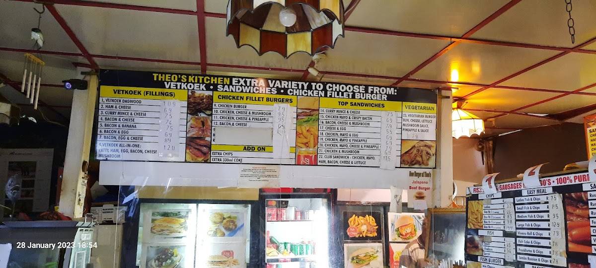 Menu at Theo's Kitchen restaurant, Centurion