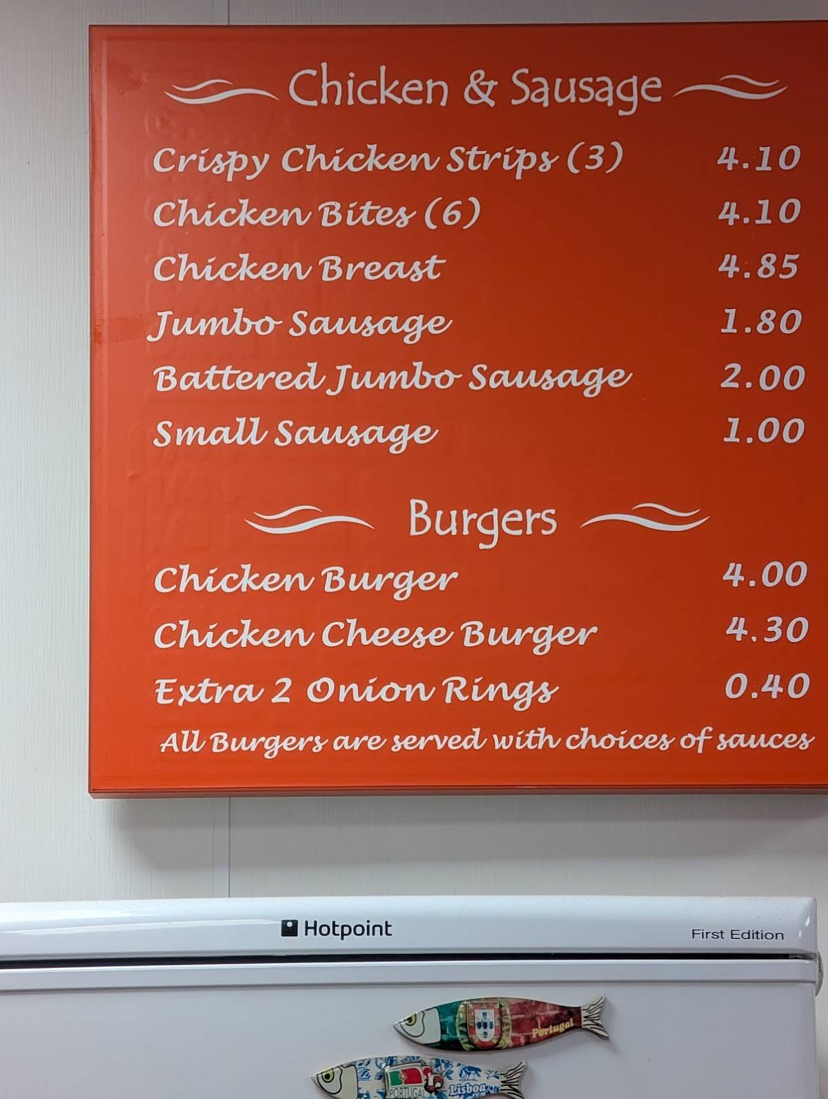 Menu at Three Fishes fast food, Lytham Saint Annes