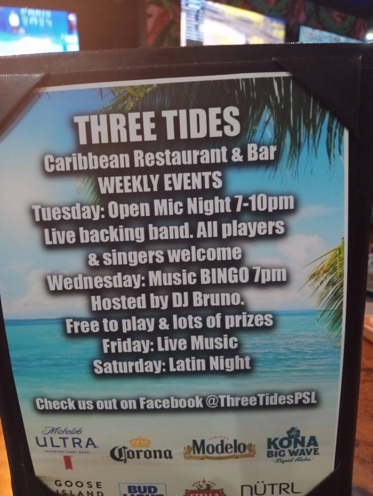 Menu at Three Tides Caribbean Restaurant & Bar, Port St. Lucie
