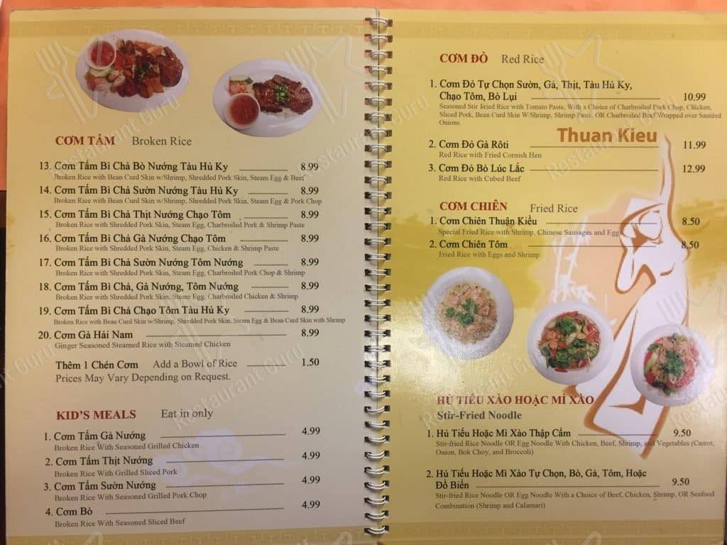 Menu at Com Tam Thuan Kieu Restaurant, Tucson
