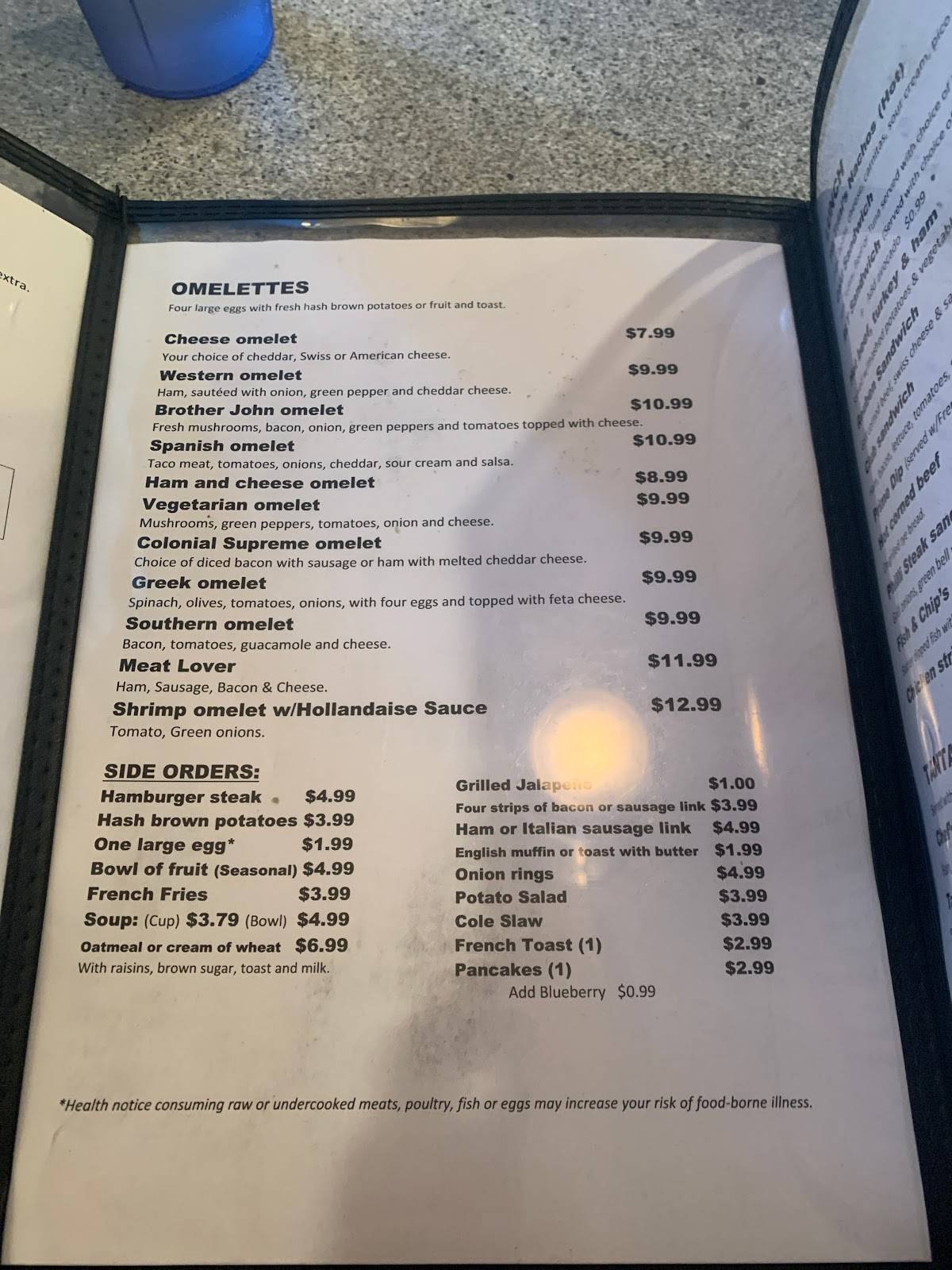 Menu at Tia Trini’s Pantry restaurant, Edmonds