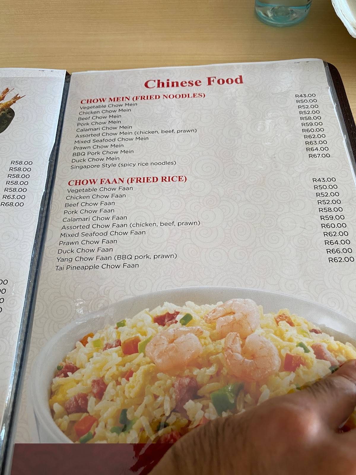 Menu at Tian Tian Chinese Restaurant and Sushi Bar, Kempton Park