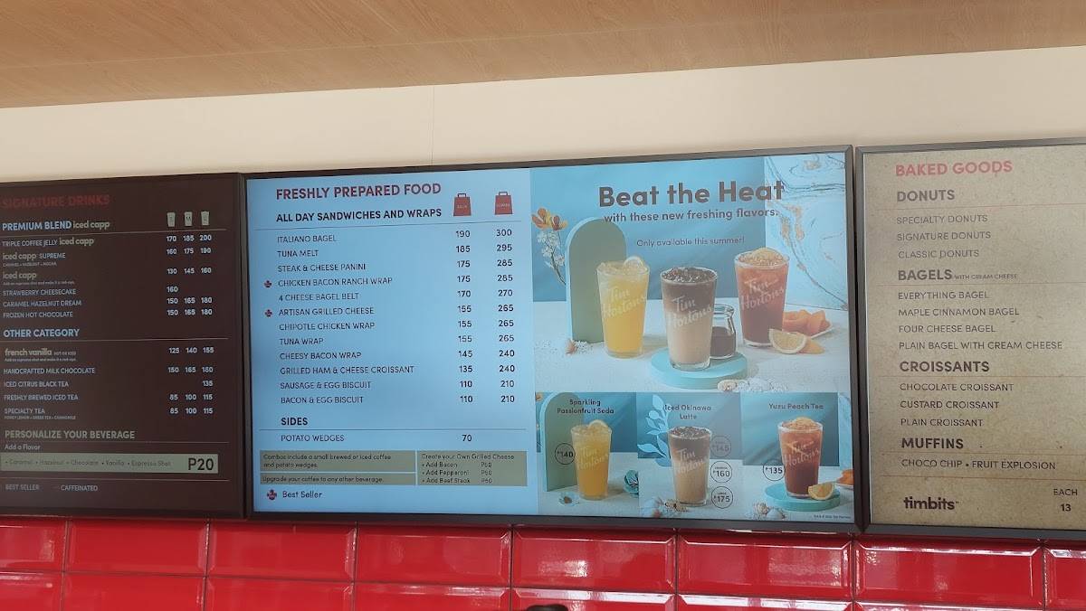 Menu at Tim Hortons - MPire West Center, Quezon City
