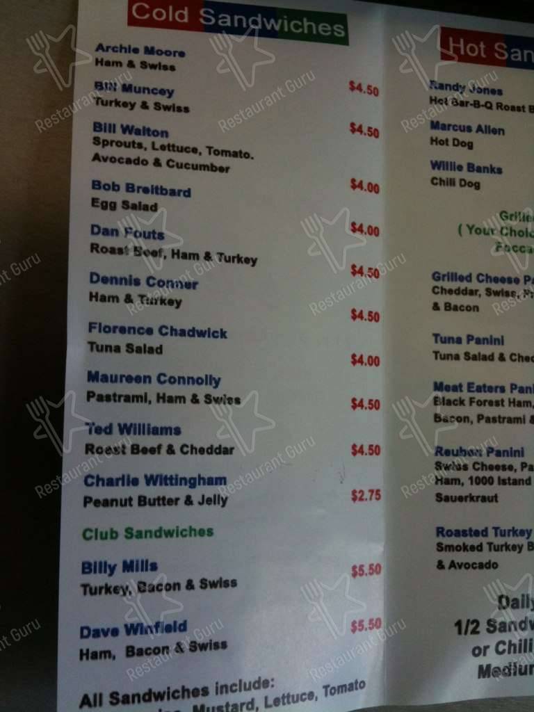 Menu at Time Out Cafe, San Diego, Pan American Plz