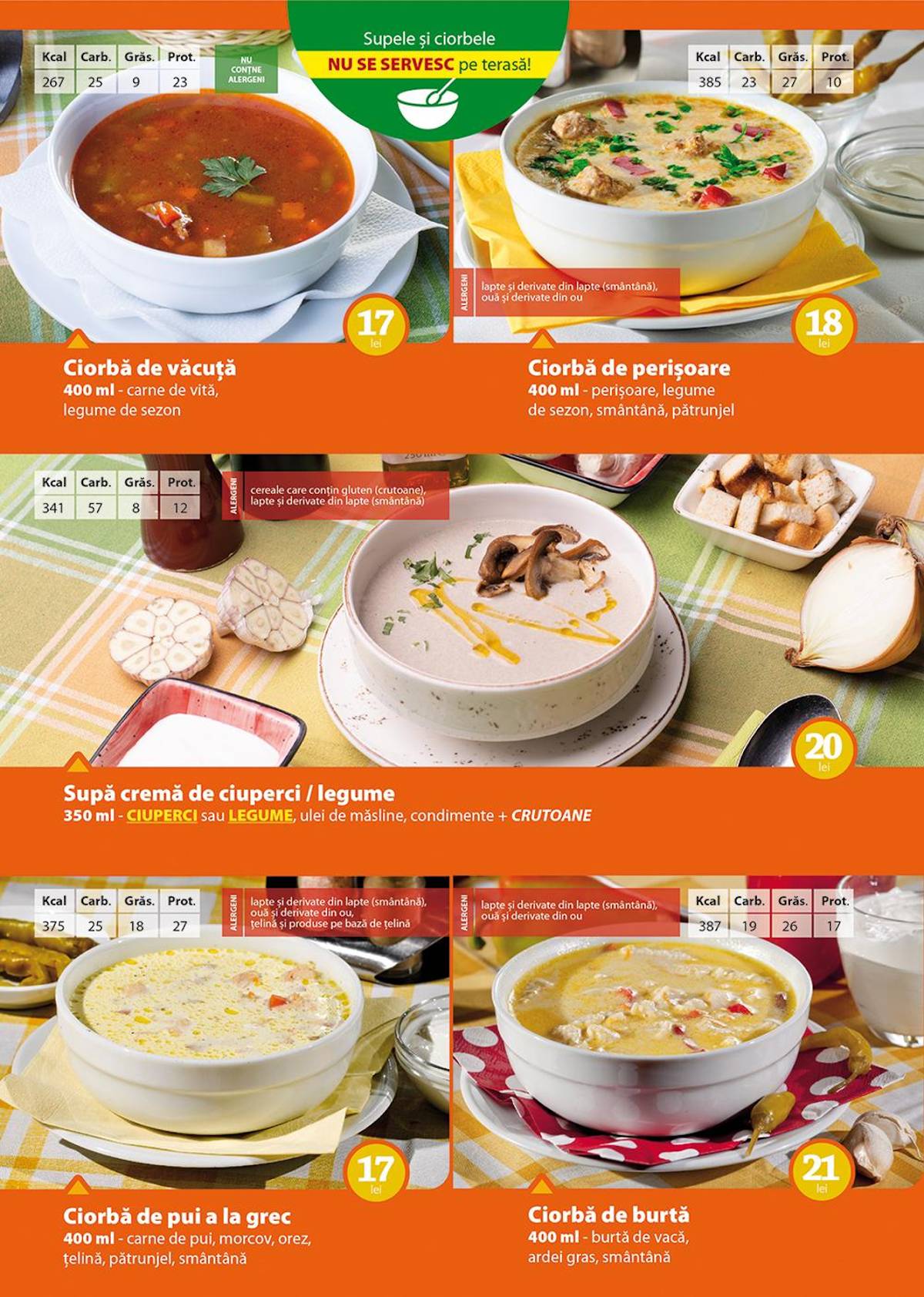 Menu at Papa Sam, Timișoara