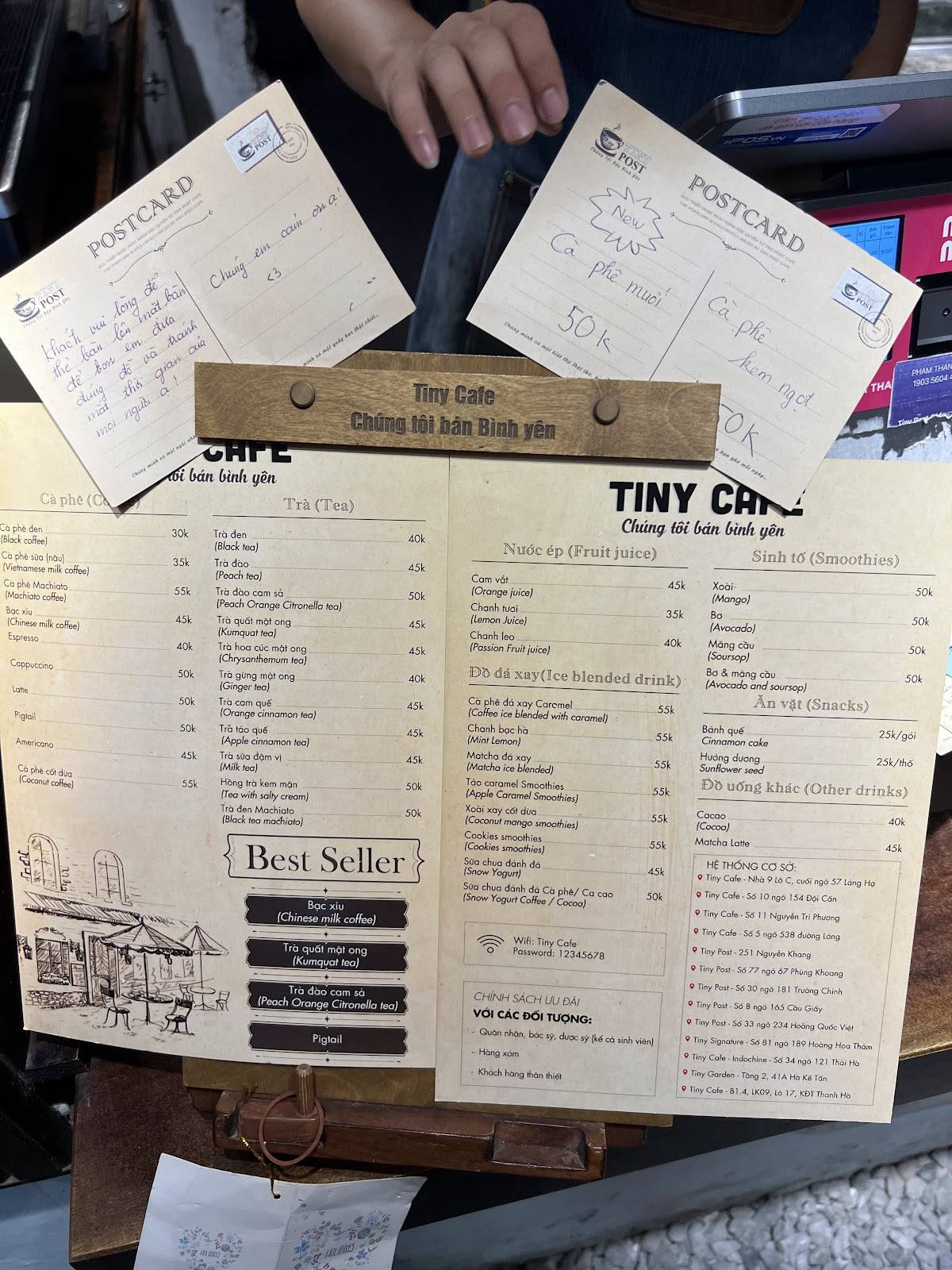 Menu at Tiny Post Cafe - 165 Cầu Giấy, Hanoi