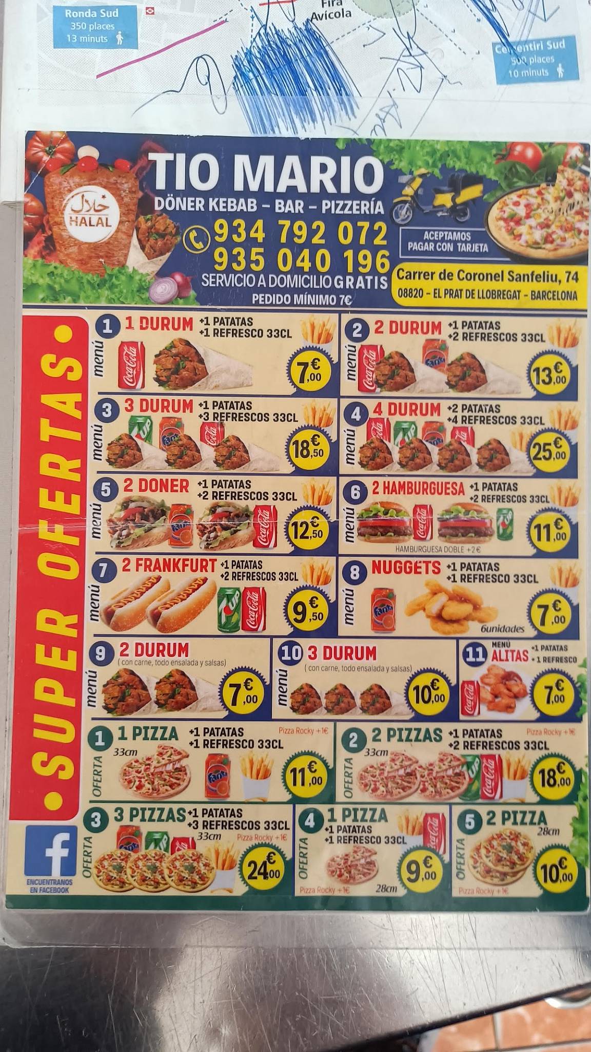 Carta del restaurante Tio Mario Döner Kebab, El Prat del Llobregat ...