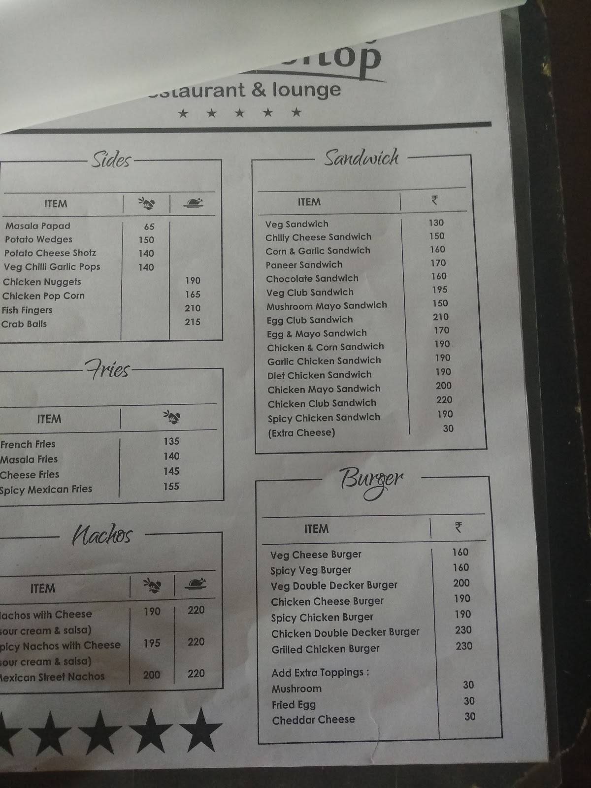 Menu at The Roof Restaurant, Tiruppur