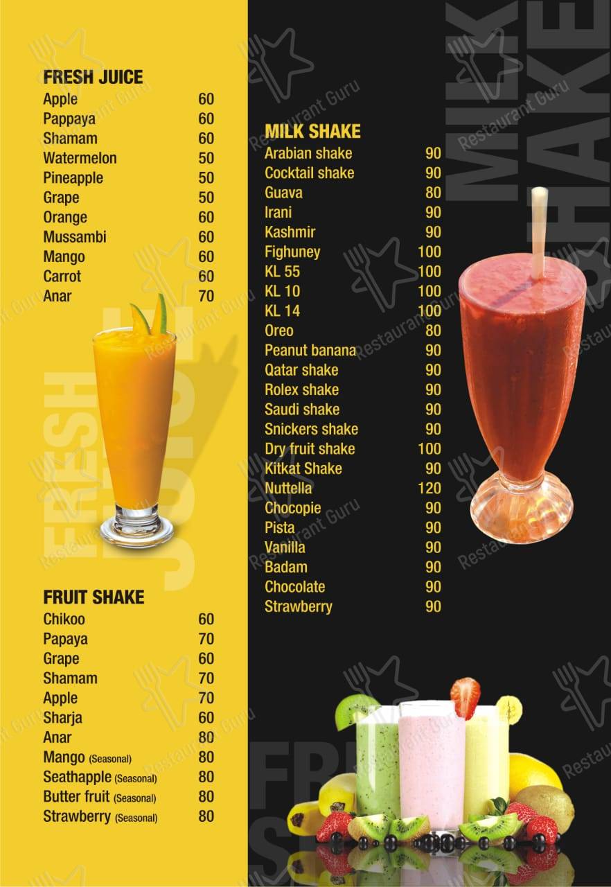 Menu at Zargoza Container Cafe Tirur, Tirur