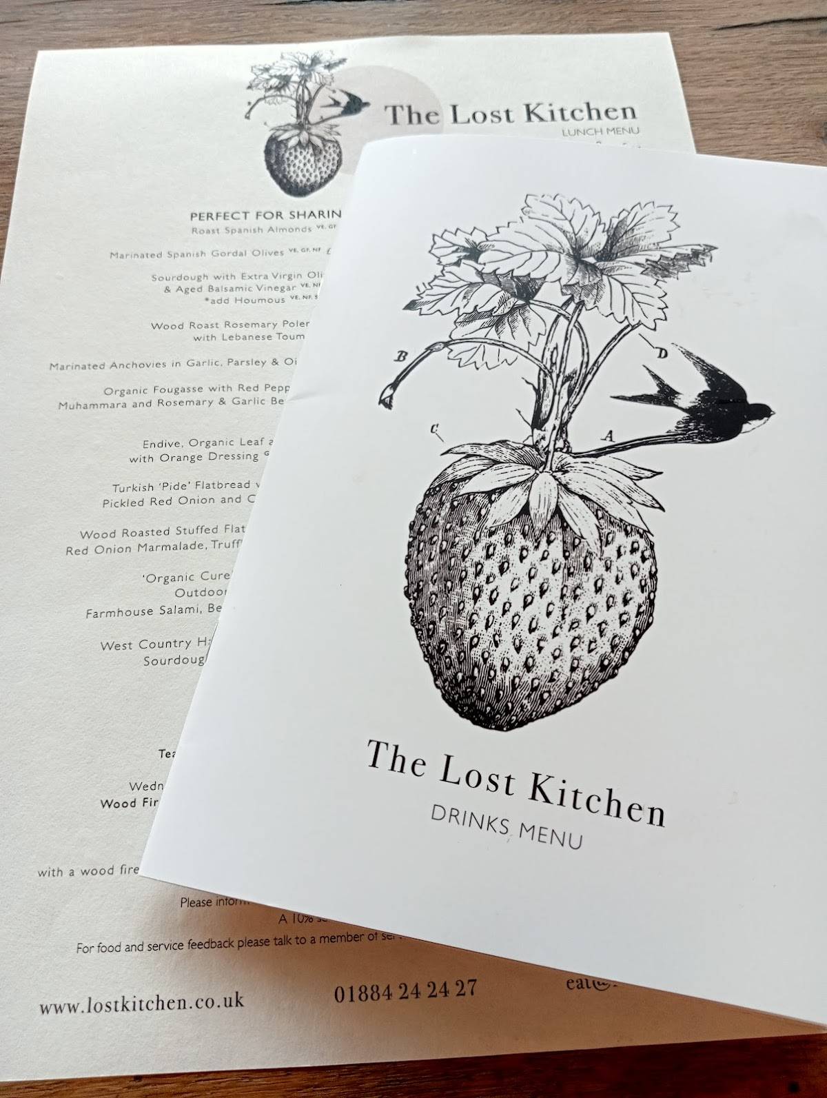 Menu at The Lost Kitchen Devon restaurant, Tiverton